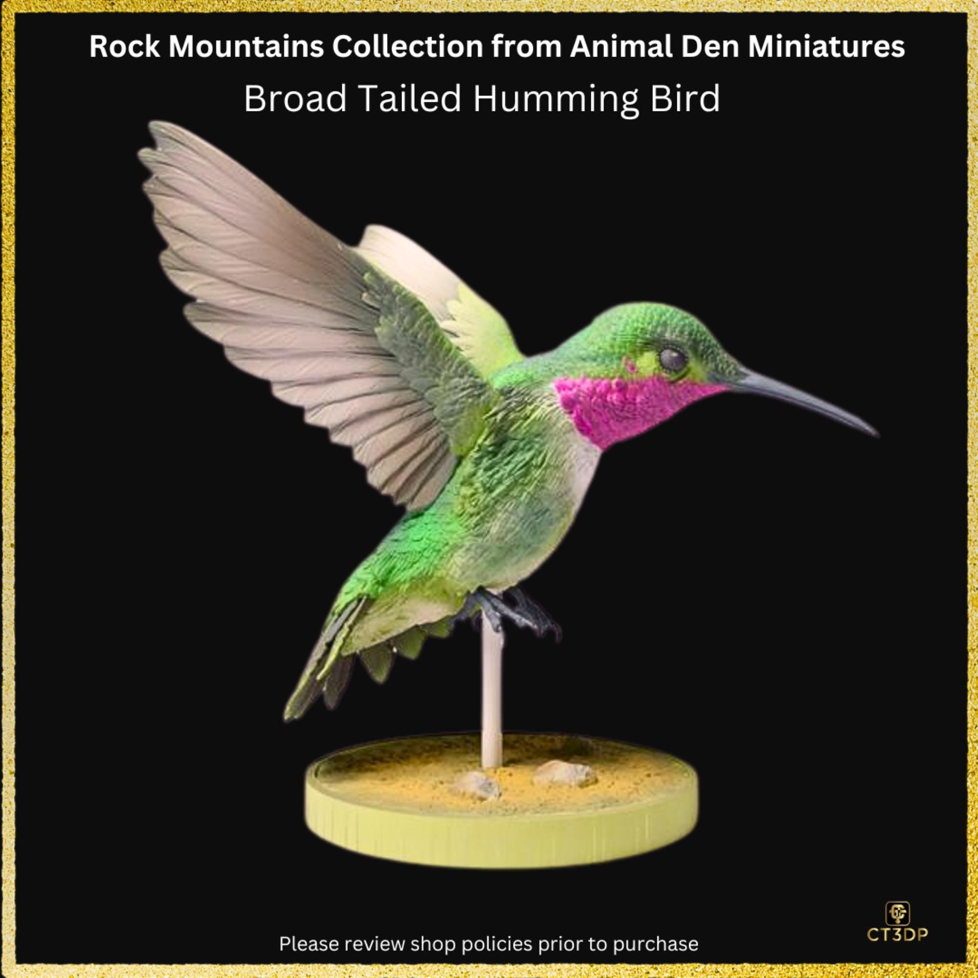 Broad-Tailed Hummingbird Miniature: Detailed Resin Model – CT3DPMiniatures